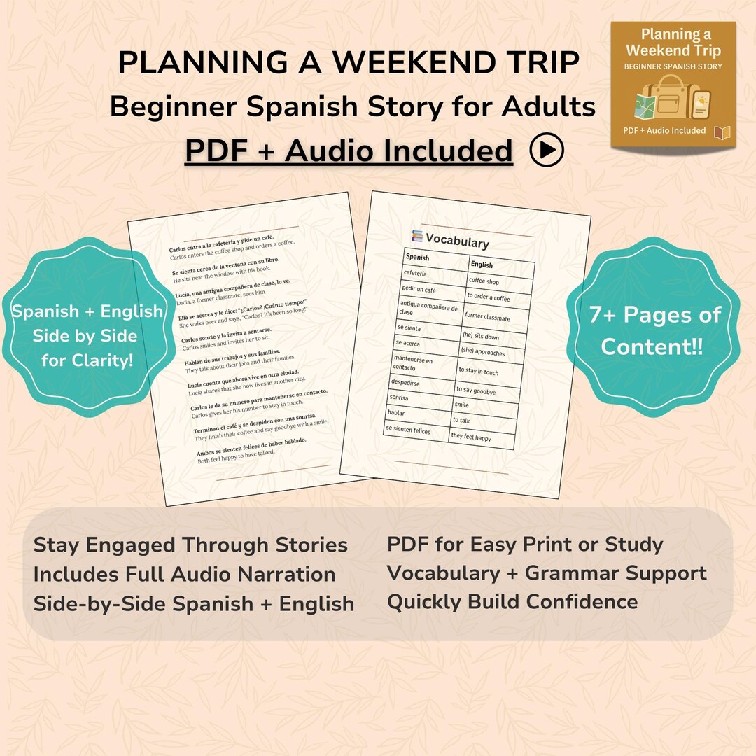 Beginner Spanish Story for Adults – Planning a Weekend Trip | Printable ...