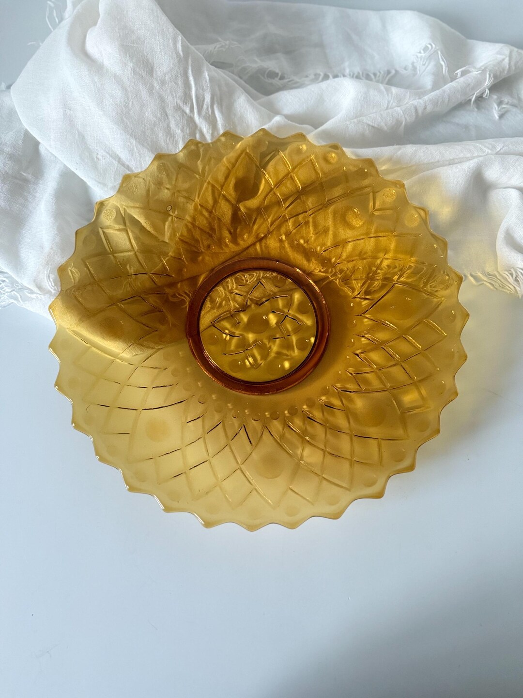 Vintage Amber Glass Plate: Mid-century Modern Serving Platter (30cm) - Etsy