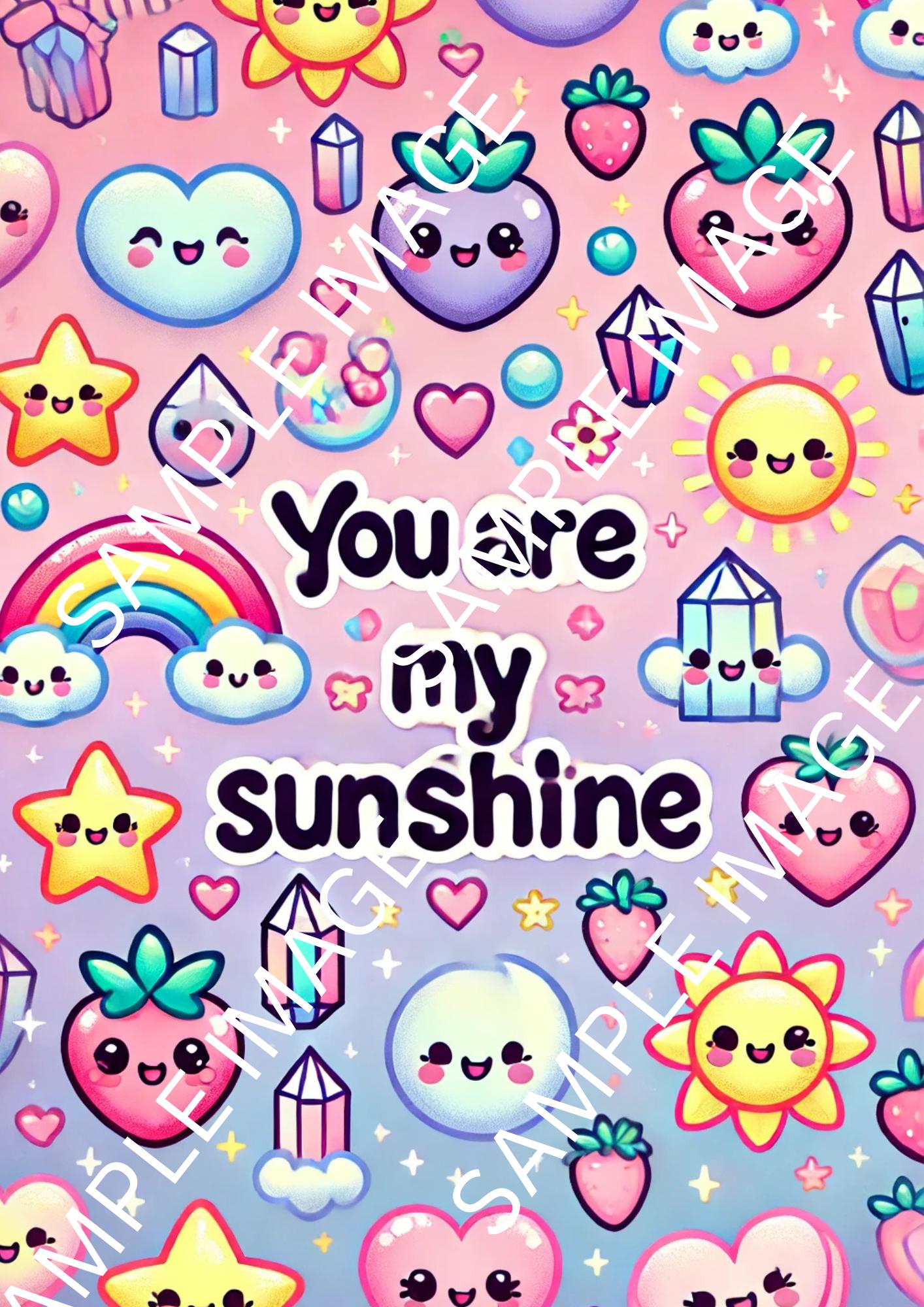 You Are My Sunshine Kawaii Digital Print, Cute Pastel Art With Smiling ...