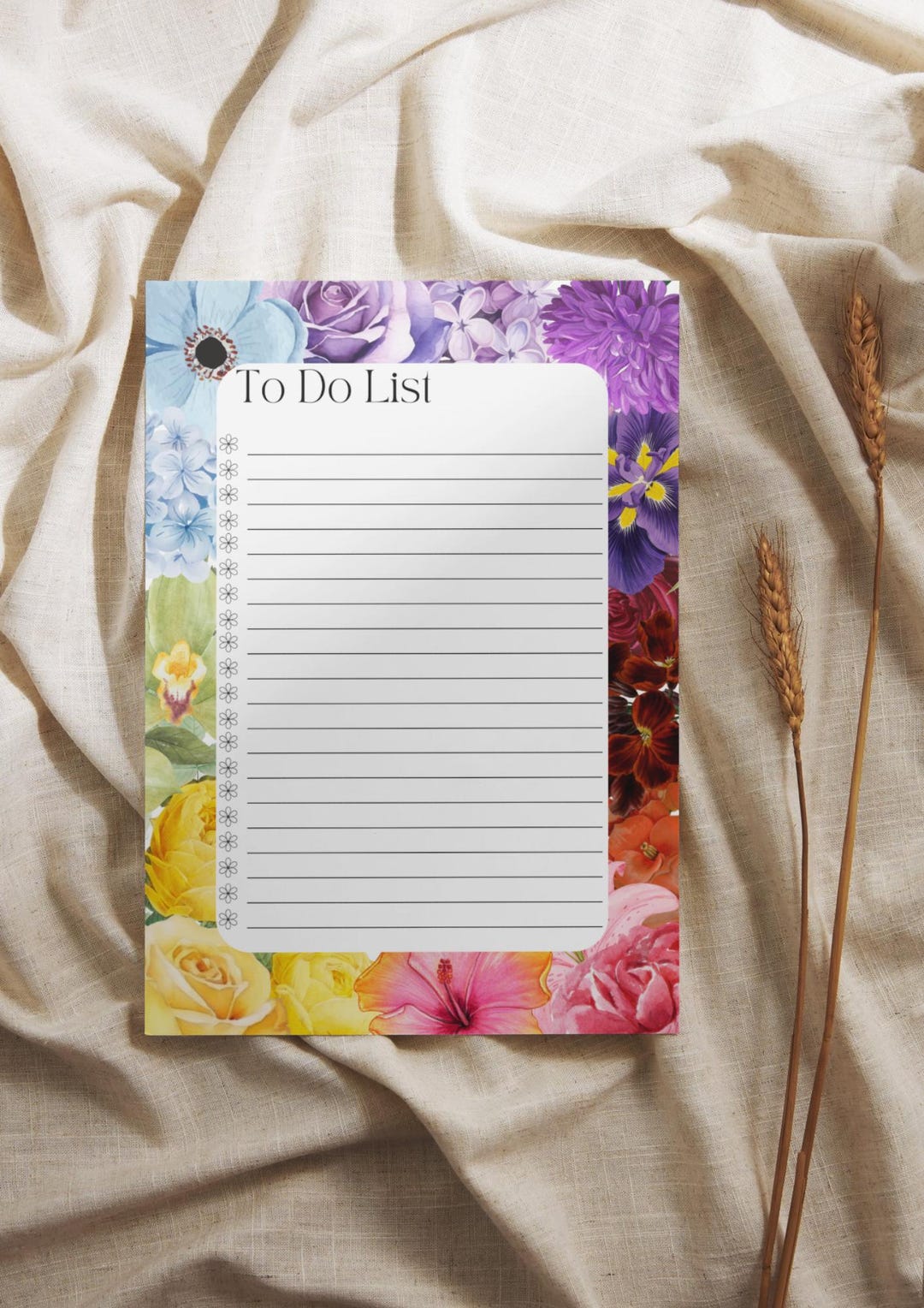 To-do List Printable - Floral Checklist Planner Sheet PDF - Colorful ...