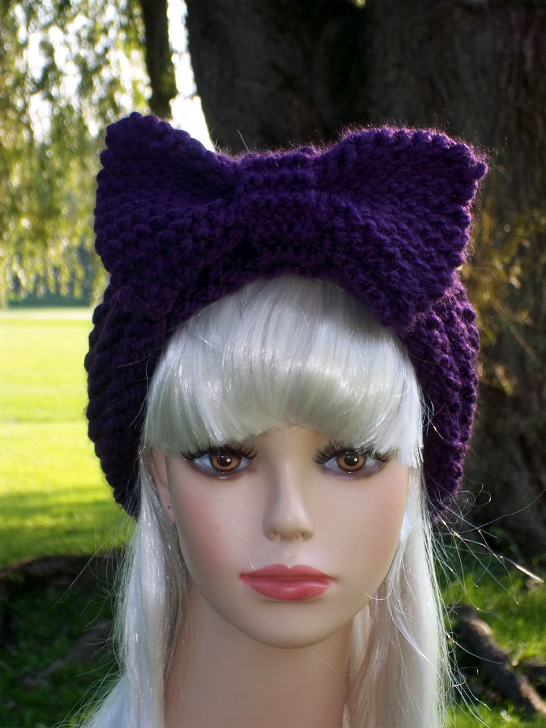 Pattern Knit Headband With Bow - Etsy