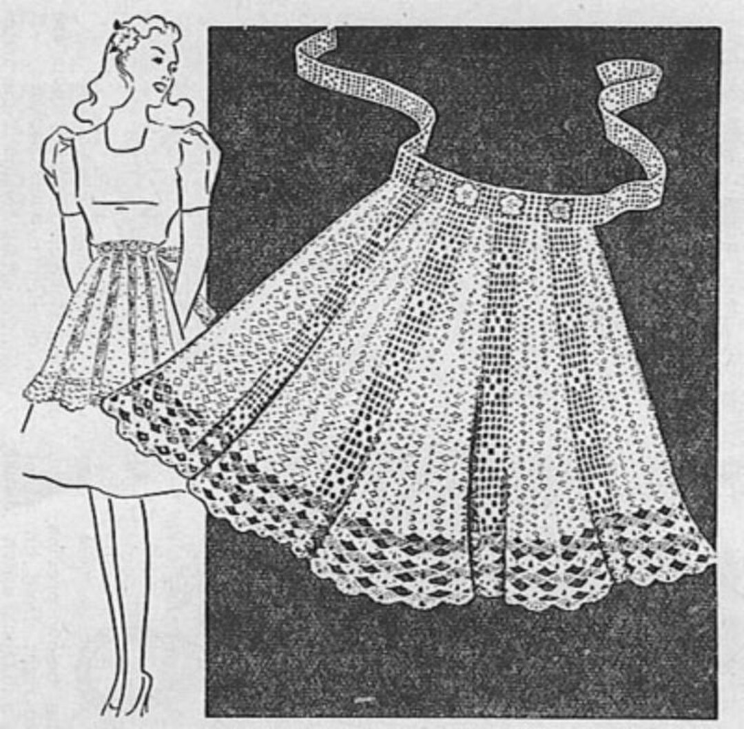 Vintage Crochet Hostess Apron Pattern - Collection Dated 1947 ...