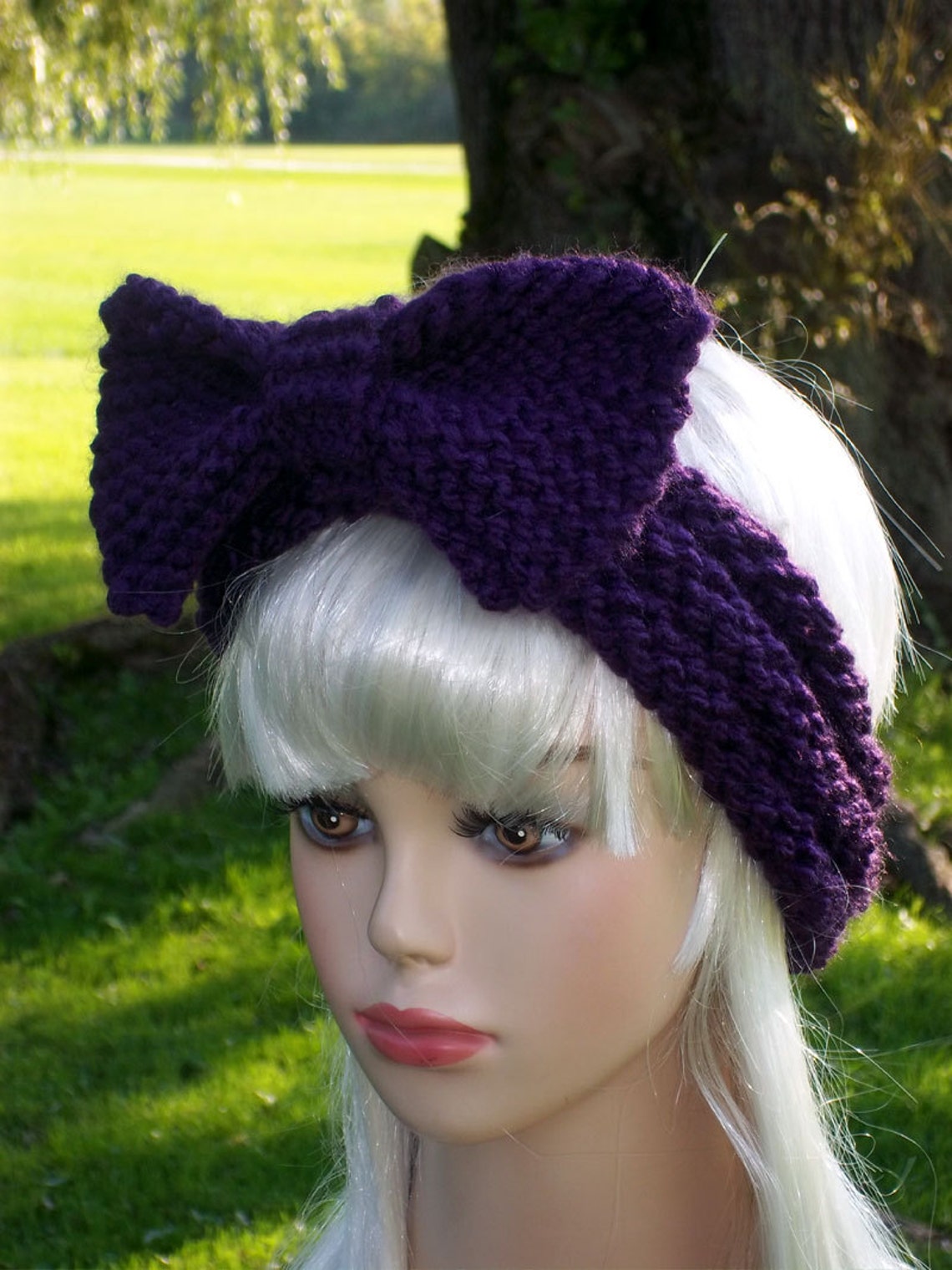 Pattern Knit Headband With Bow - Etsy