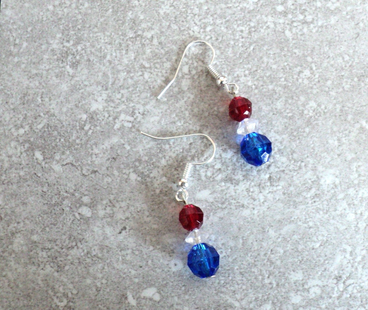 Red White and Blue Beaded Dangle Earrings: 4th of July Jewelry - Etsy