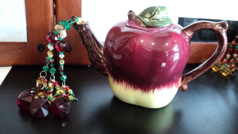 Apple Tea Pot Beaded Tea Pot Beaded Home Decor Indoor Home - Etsy