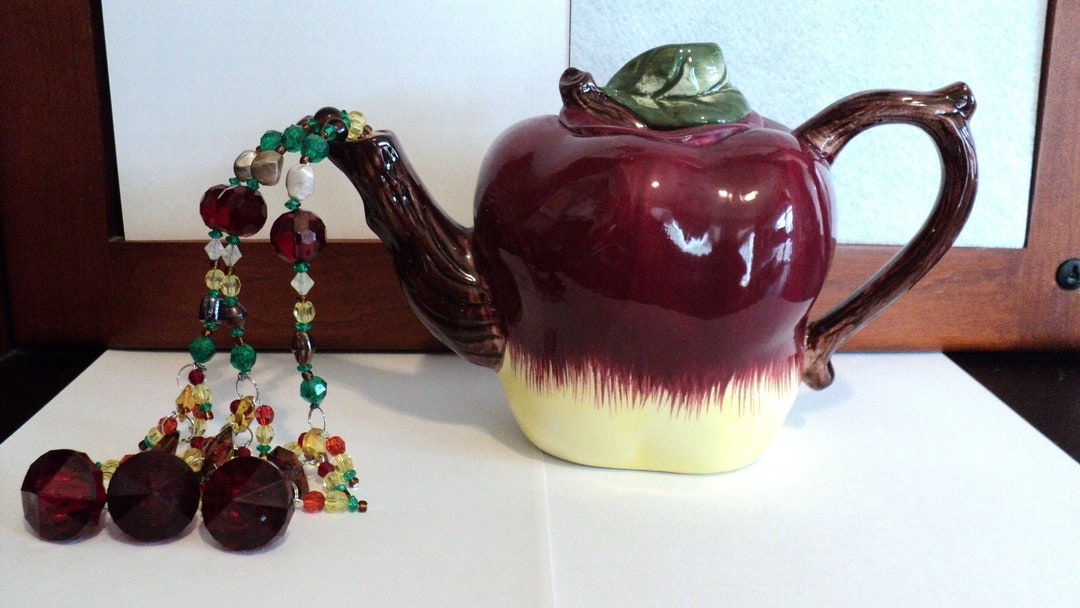 Apple Tea Pot, Beaded Tea Pot, Beaded Home Decor, Indoor Home ...