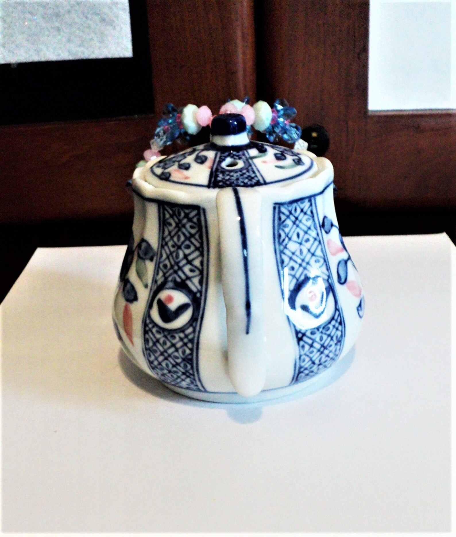 Mini Floral Tea Pot Decorative Beaded Tea Pot Pink Green | Etsy