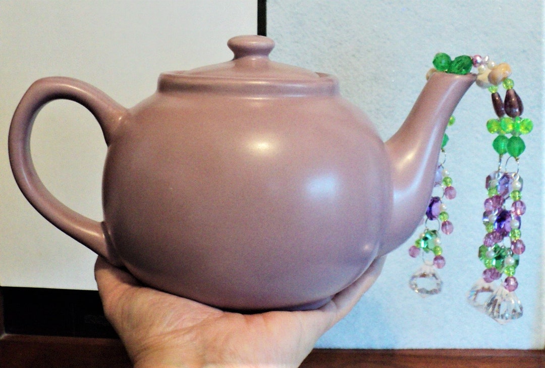 Lavender Colored Beaded Tea Pot, Beaded Home Decor, Table Top ...