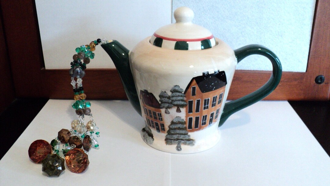 Upcycled Beaded Tea Pot: Winter Woodland Home Decoration Centerpiece - Etsy