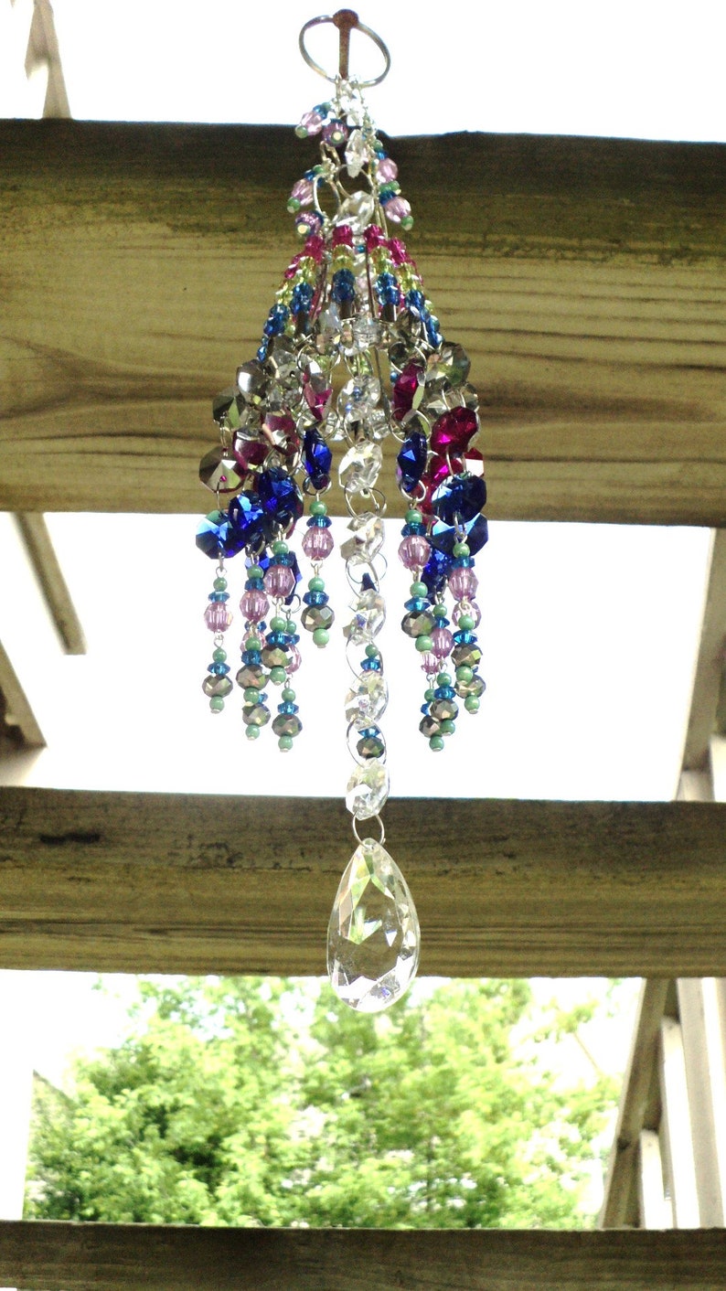 Beaded Sun Catcher Indoor Garden Sun Catcher Pink Green - Etsy