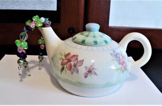 Mini Spring Floral Tea Pot Beaded Home Decor Spring | Etsy