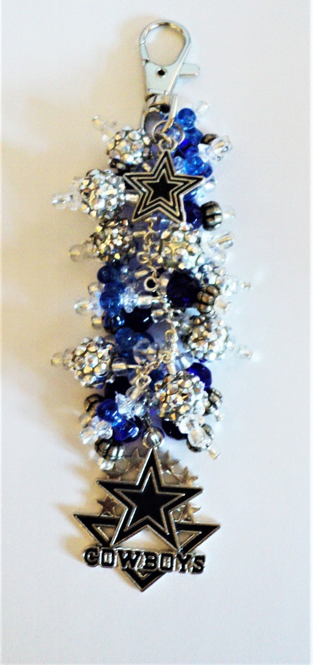 Beaded Dallas Football Handbag Decor: Blue & Silver Beads With Cowboys ...