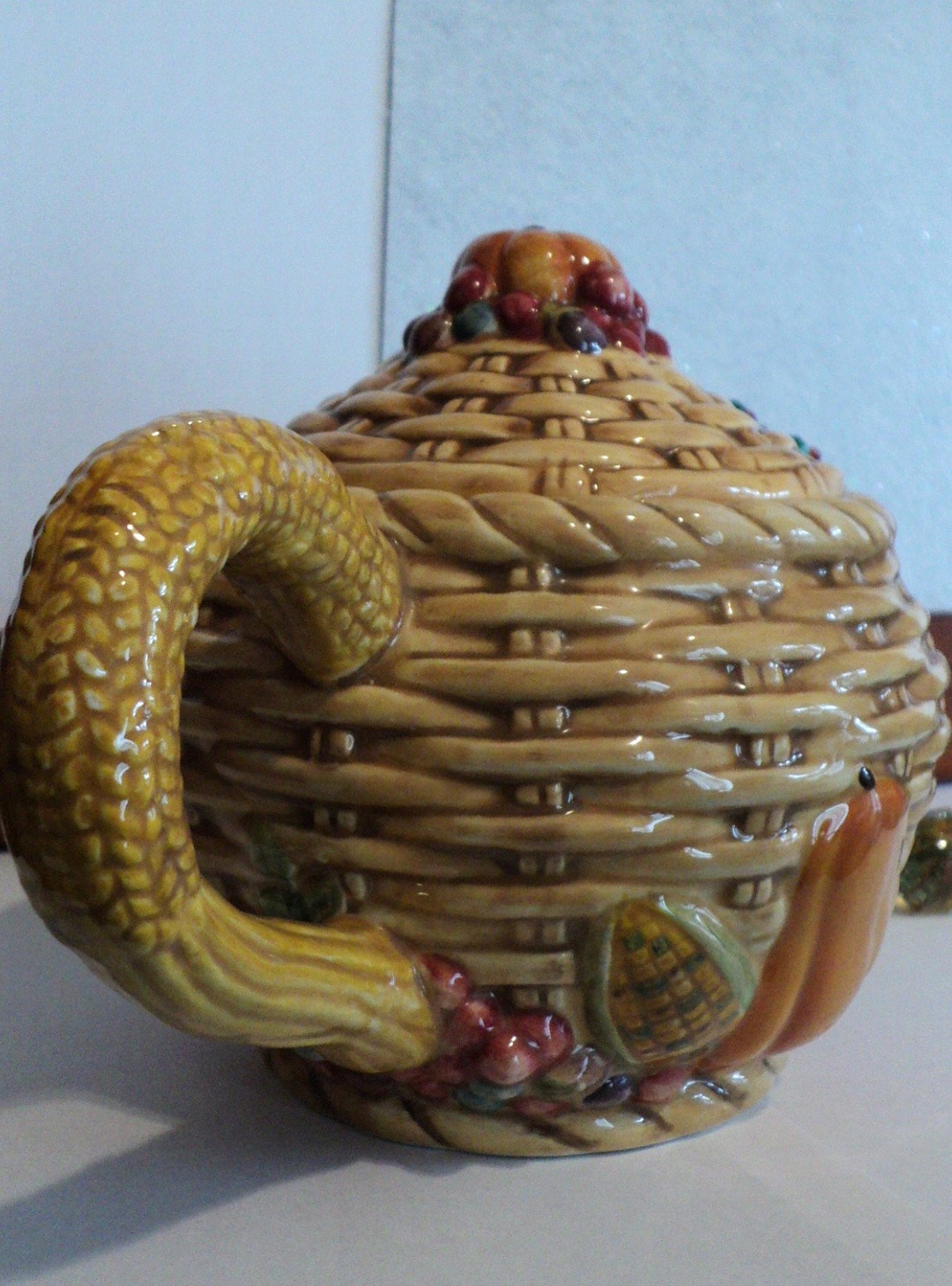 Fall Vegetable Harvest Basket Tea Pot Fall Table Centerpiece - Etsy