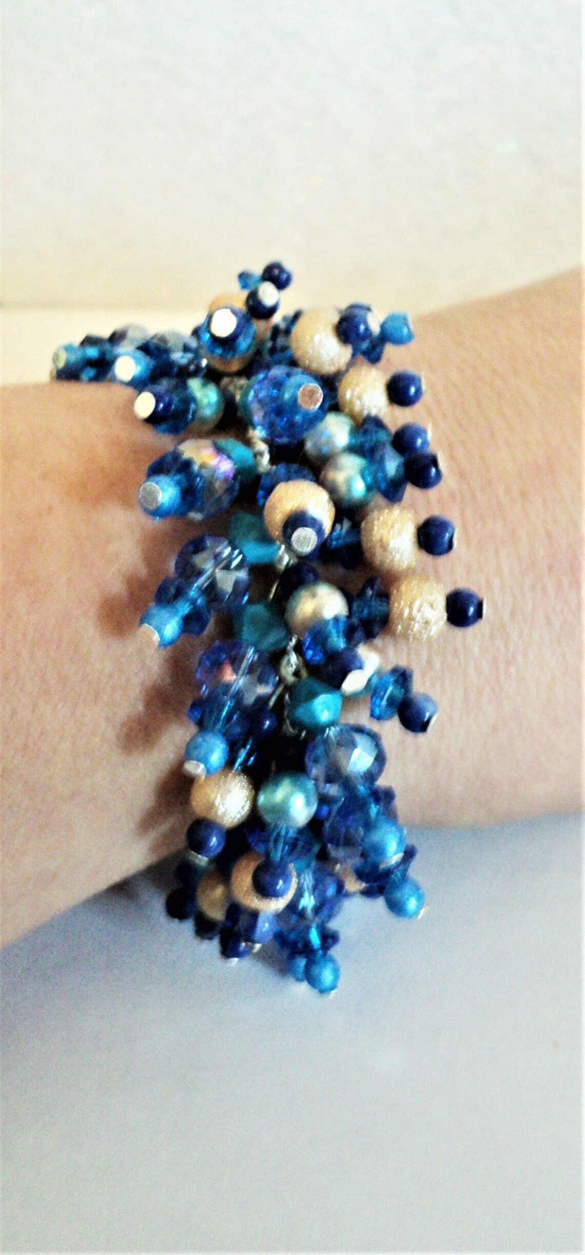 Sailboat Charm Bracelet Cha Cha Bracelet Blue and Beige - Etsy