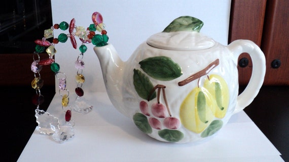 Beaded Ceramic Fruit Tea Pot Beaded Yard Art Beaded Home | Etsy