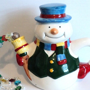 Snowman Tea Pot Beaded Ceramic Tea Pot Beaded Home Decor - Etsy