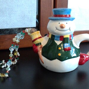 Snowman Tea Pot Beaded Ceramic Tea Pot Beaded Home Decor - Etsy