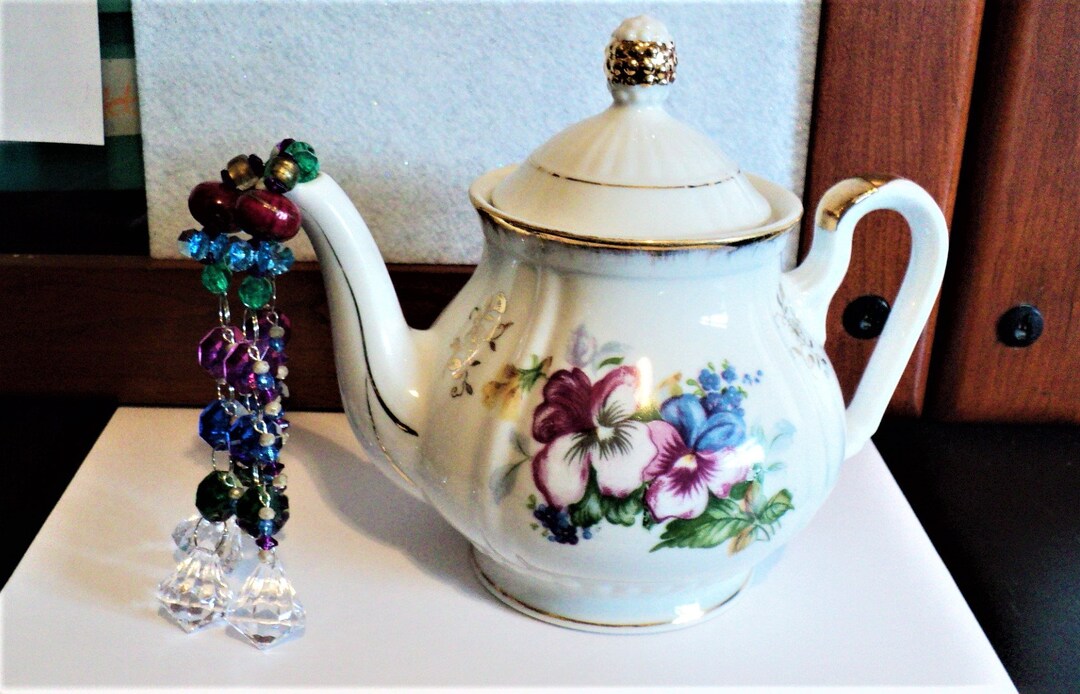 Upcycled Beaded Floral Tea Pot: Unique Home Decoration Centerpiece - Etsy