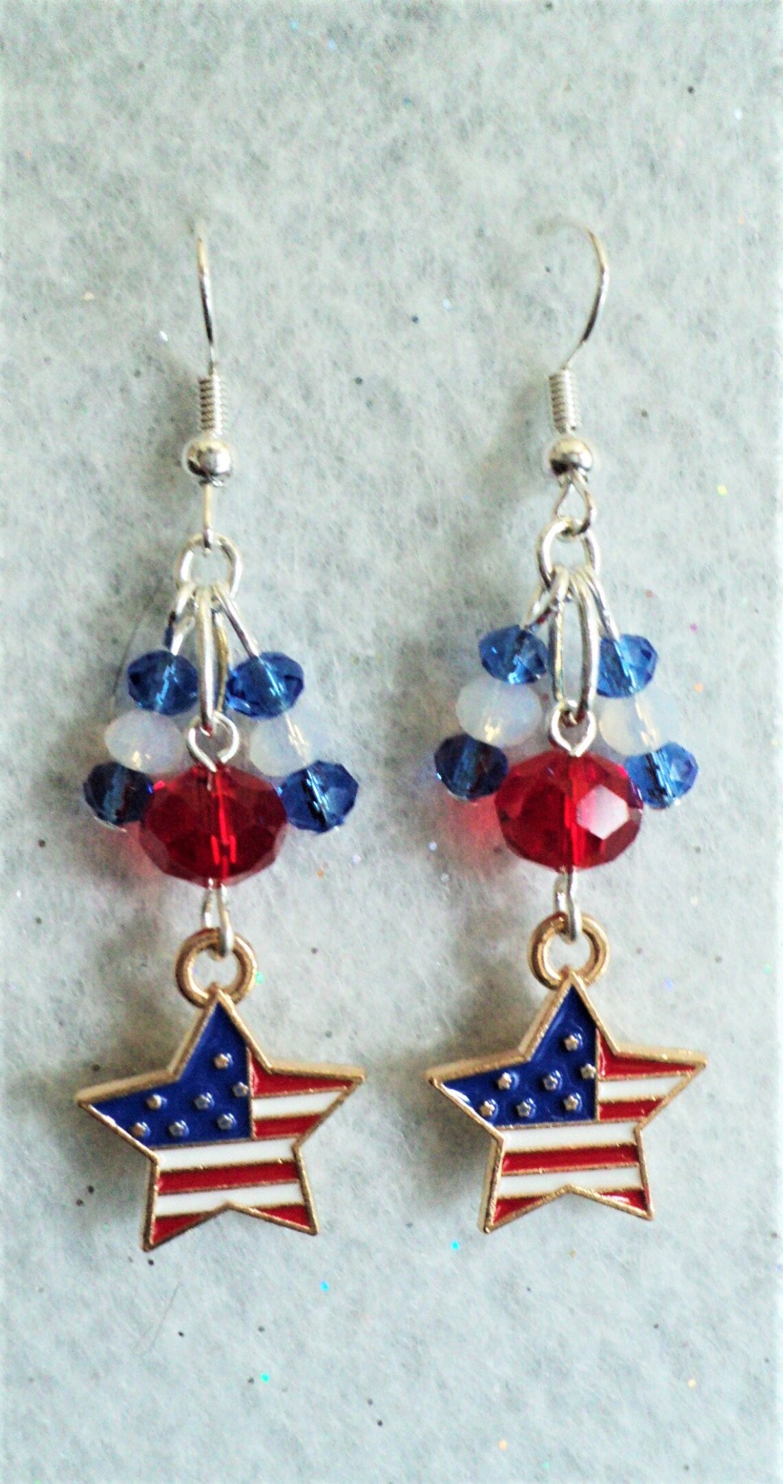 Patriotic Flag Earrings, American Flag Earrings, Red White and Blue ...