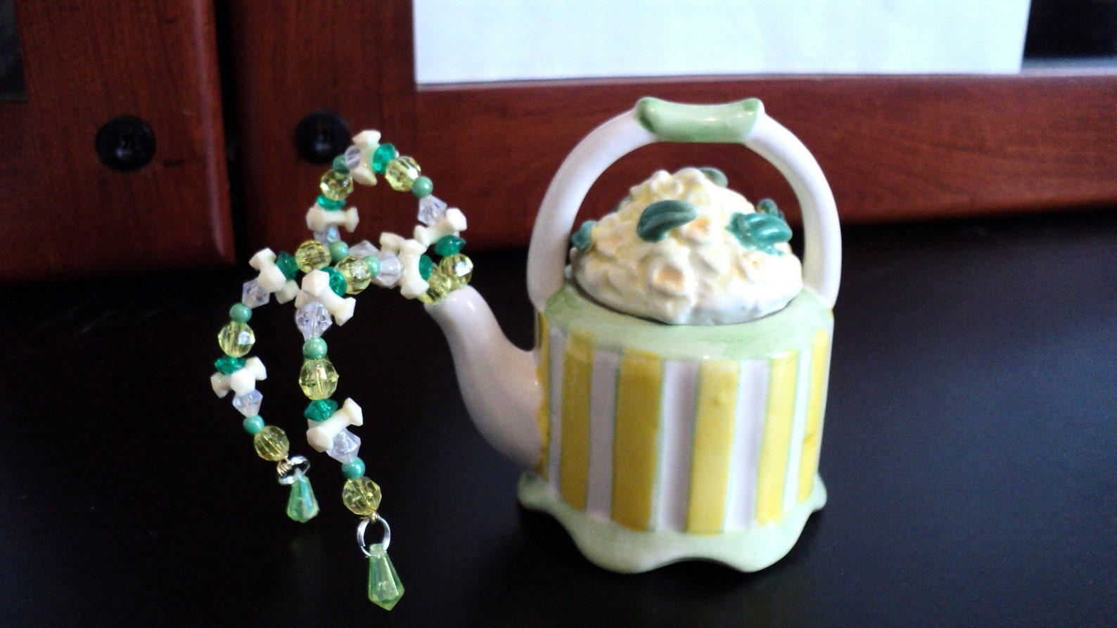 Upcycled Beaded Daffodil Teapot: Mini Ceramic Floral Decor - Etsy