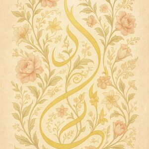 Islamic Floral Wall Art: Gold Foil & Watercolor Print (digital Download ...
