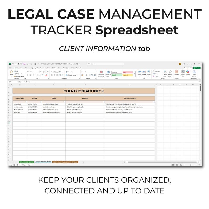 Law Firm Case Tracker Template, Excel & Google Sheets, Legal Case ...