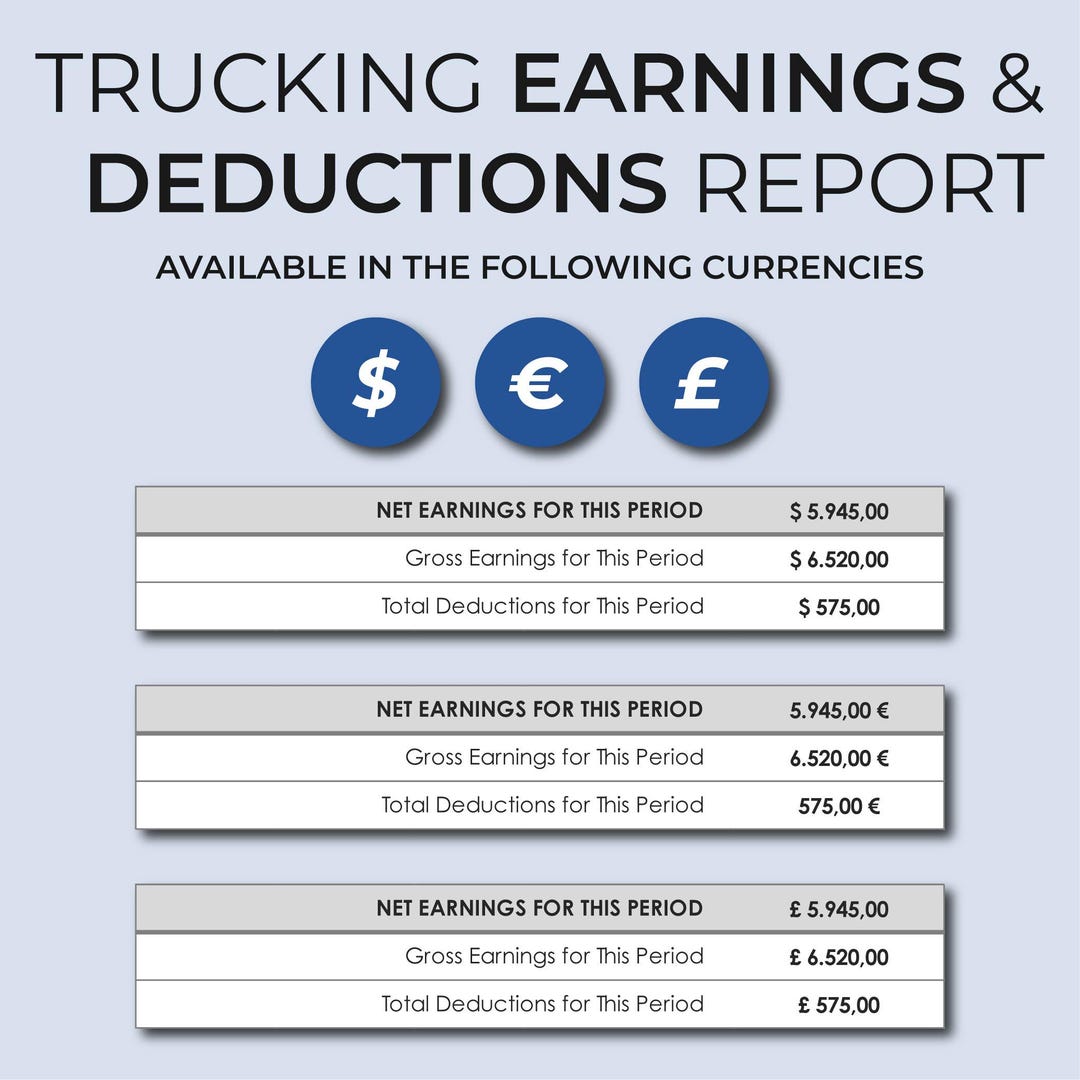 Trucker Payment Spreadsheet, Trucking Payment Template, Trucker ...