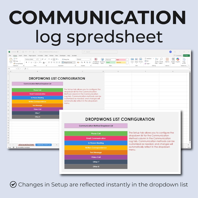 Excel and Google Sheets Communication Log, Meeting and Call Log ...