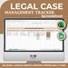 Legal Case Organizer Spreadsheet for Attorneys, Law Office Spreadsheet ...