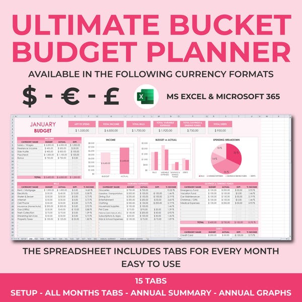 Bucket Budget Template - Etsy