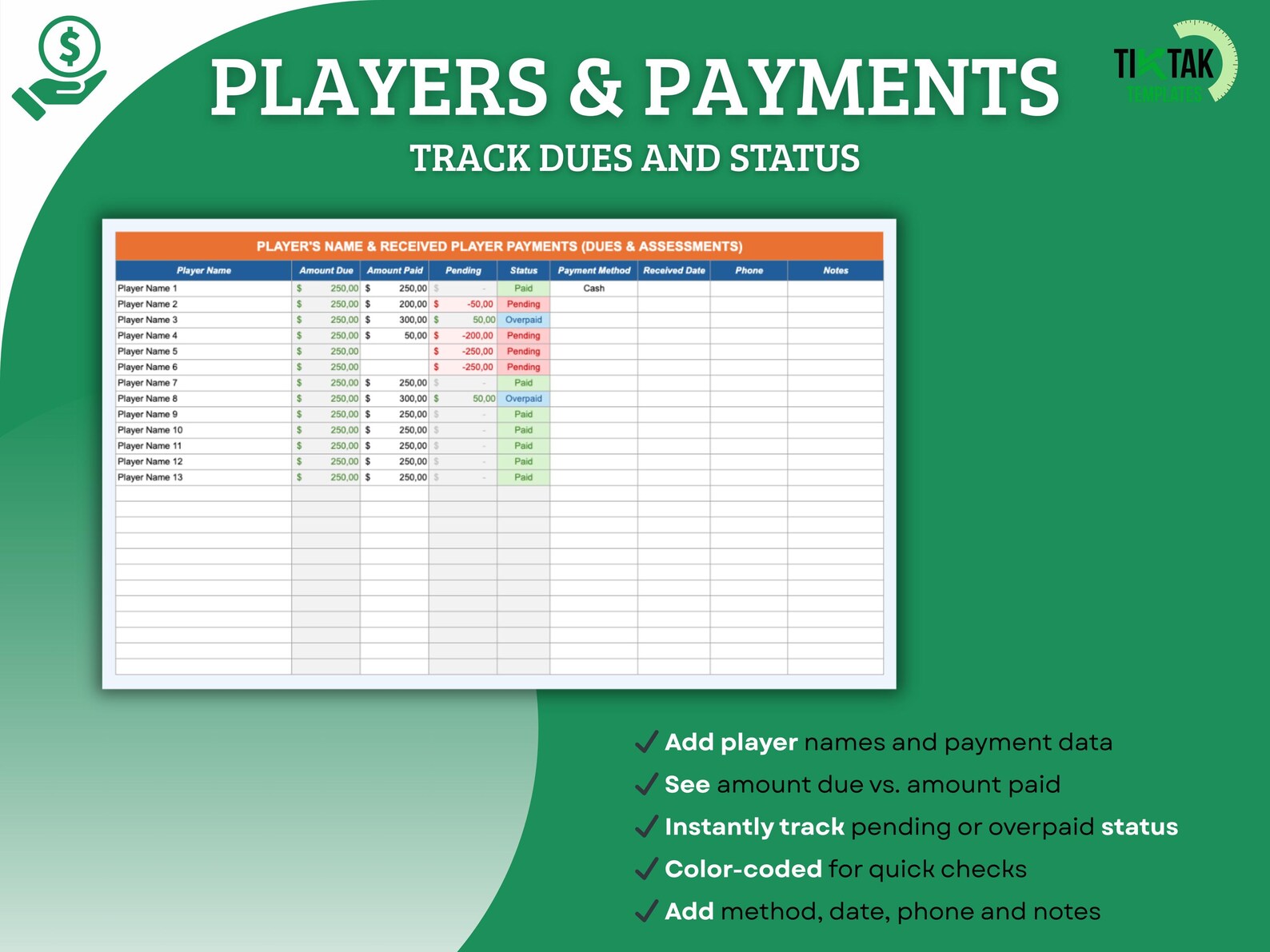 Basketball Team Budget Spreadsheet Template, Youth Basketball Team ...