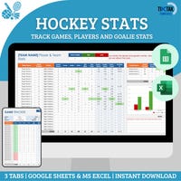 Hockey Stats Spreadsheet | Track Each Players Stats | Team Stats ...