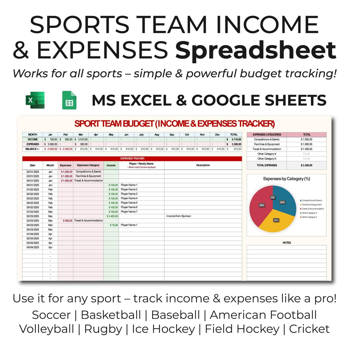 Sports Club Player Payments, Player Payments and Balances Tracker ...