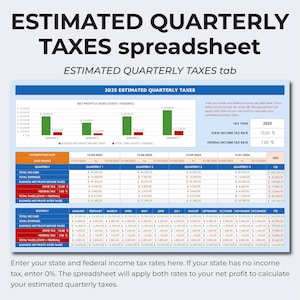 Quarterly Taxes Spreadsheet Template, State & Federal Income Taxes ...