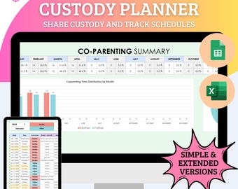 Co-parenting Custody Planner Spreadsheet, Custody Calendar Tracker ...