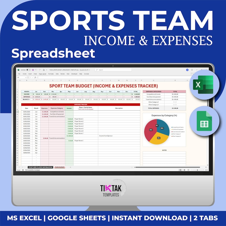 Sports Club Player Payments, Player Payments and Balances Tracker ...