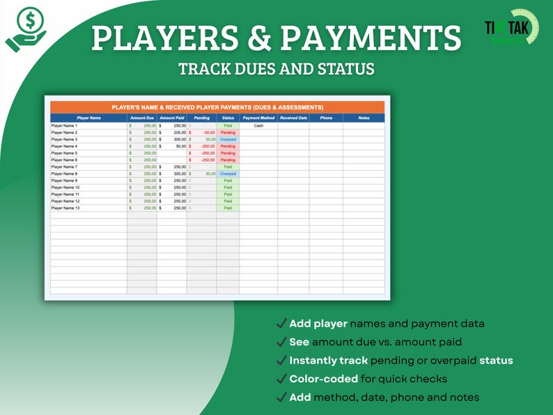 Sports Team Budget Spreadsheet Template, Youth Sports Team Income ...