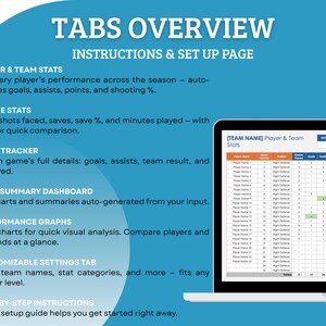 Hockey Stats Spreadsheet Template, Hockey Player Stats Tracker Log, Hockey Team Stats, Hockey ...