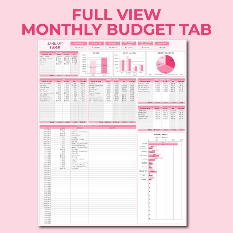 Ultimate Bucket Budget Spreadsheet Template, Monthly Budget Organizer ...