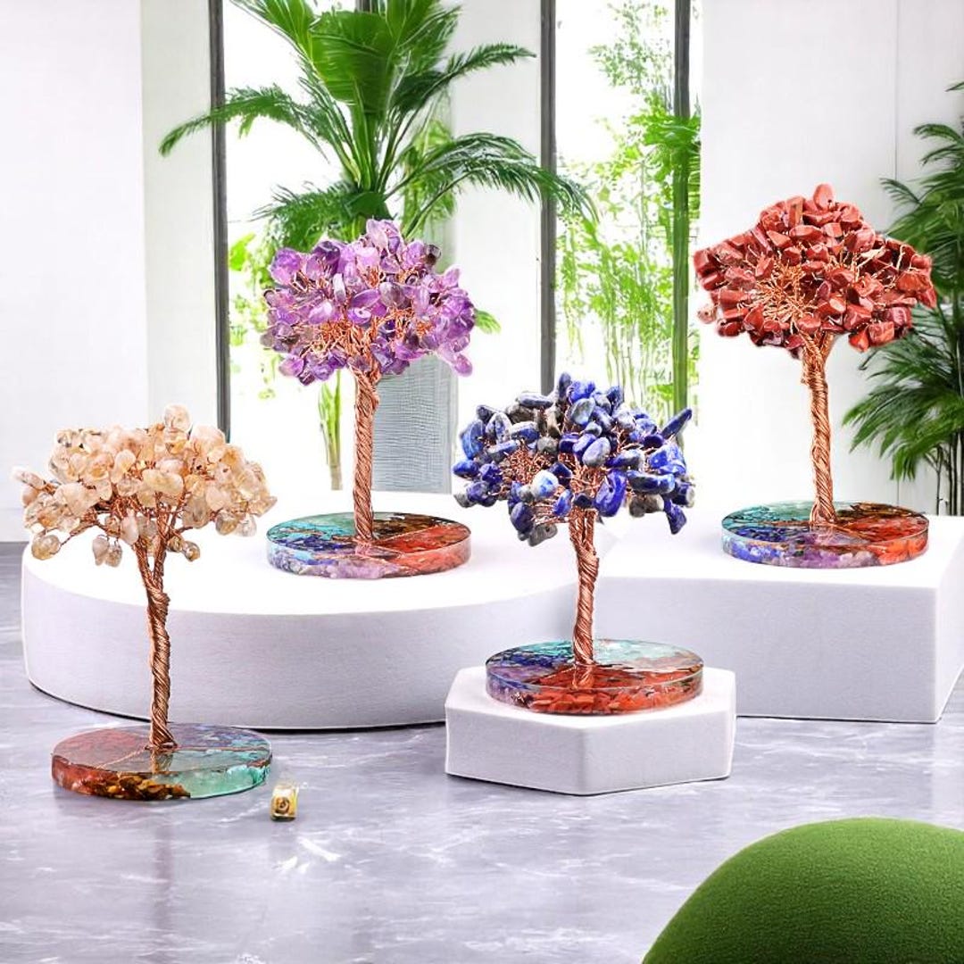 Crystal Gemstone Tree – Handmade Money Tree for Prosperity, Healing ...