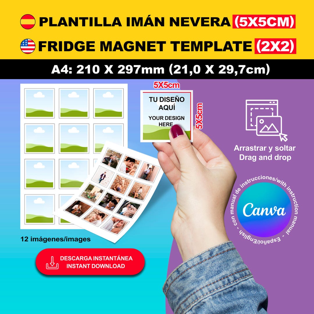 5x5cm Square Magnet Template | Magnet Template 2x2 - Etsy