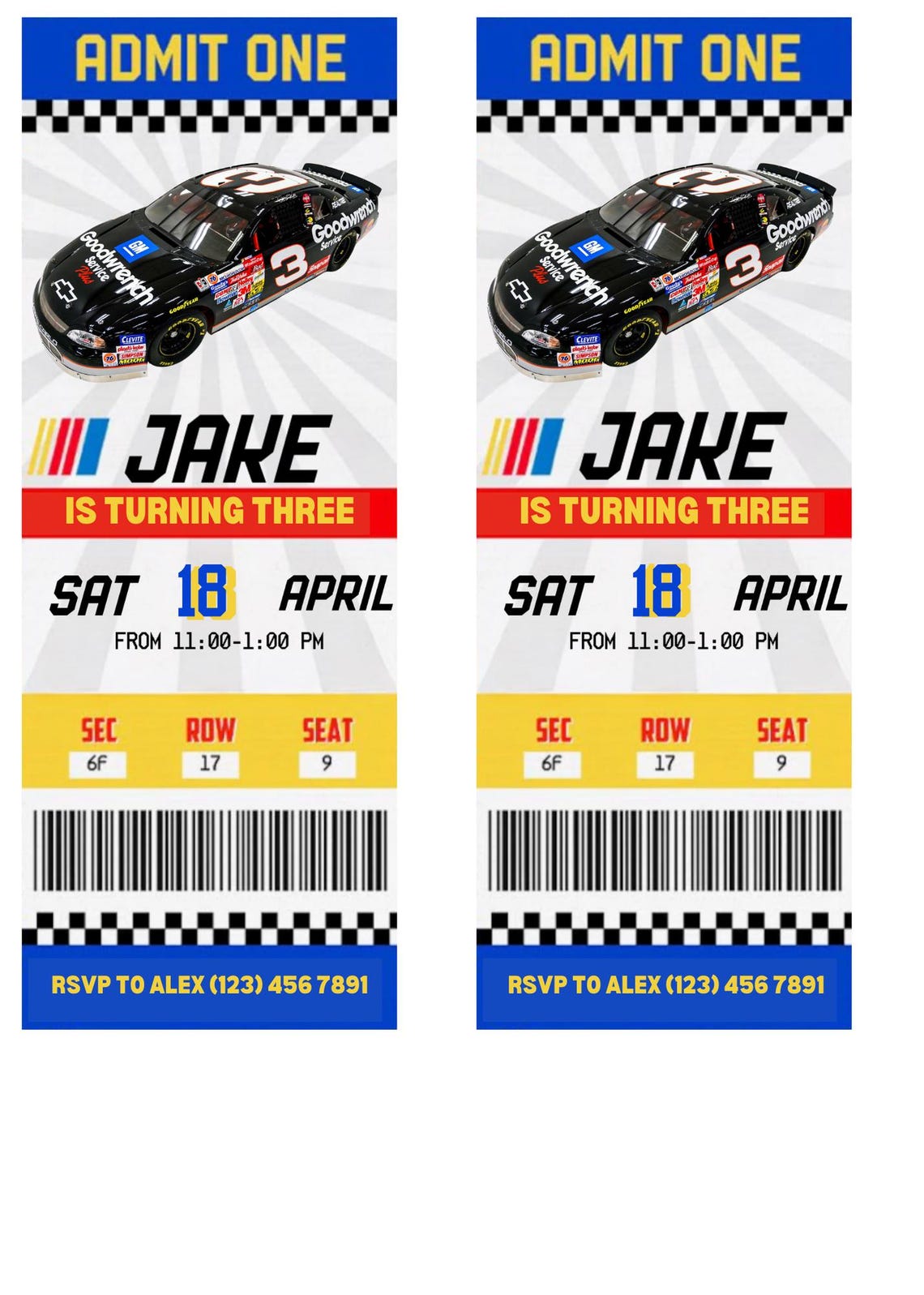 Custom NASCAR Birthday Party Invitation - Etsy
