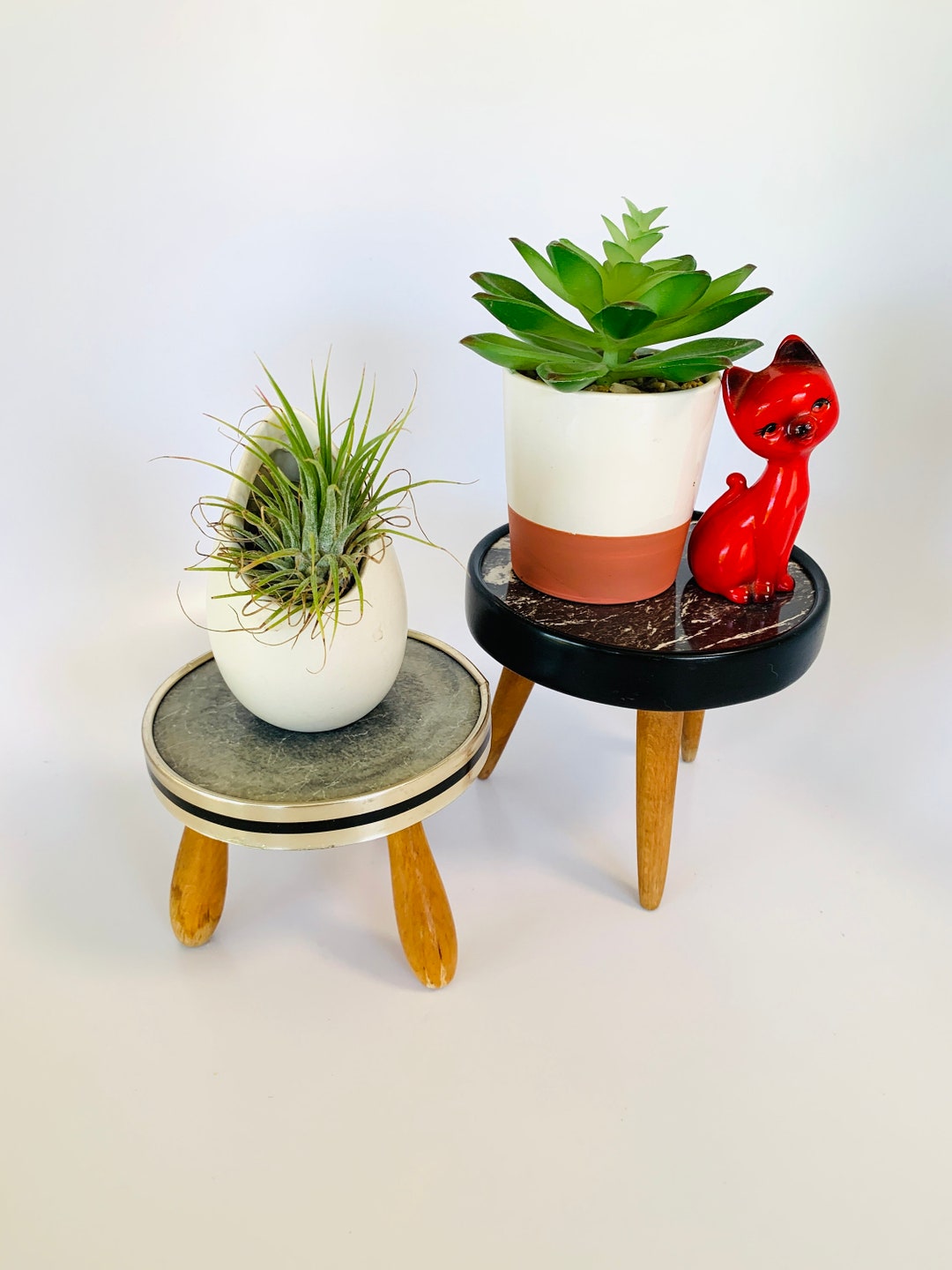 2x Mini Plant Stand 50s Mini Table Tripod Mini Table Mid - Etsy