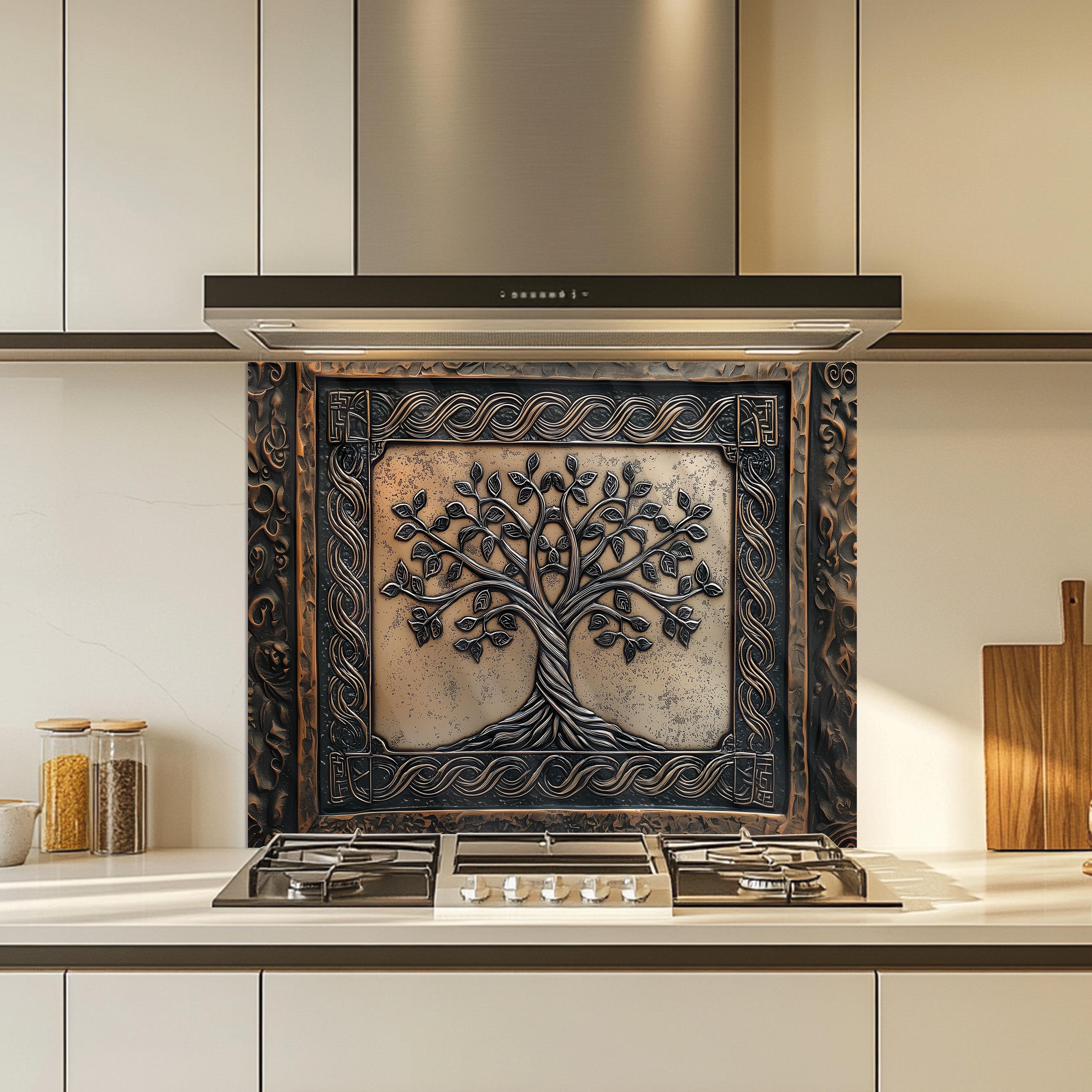 Twisted Celtic Tree of Life Backsplash, Tempered Glass Kitchen ...