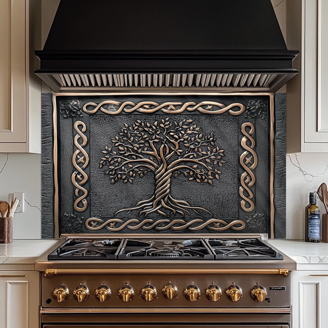Celtic Tree of Life Backsplash, Tempered Glass Kitchen Backsplash ...