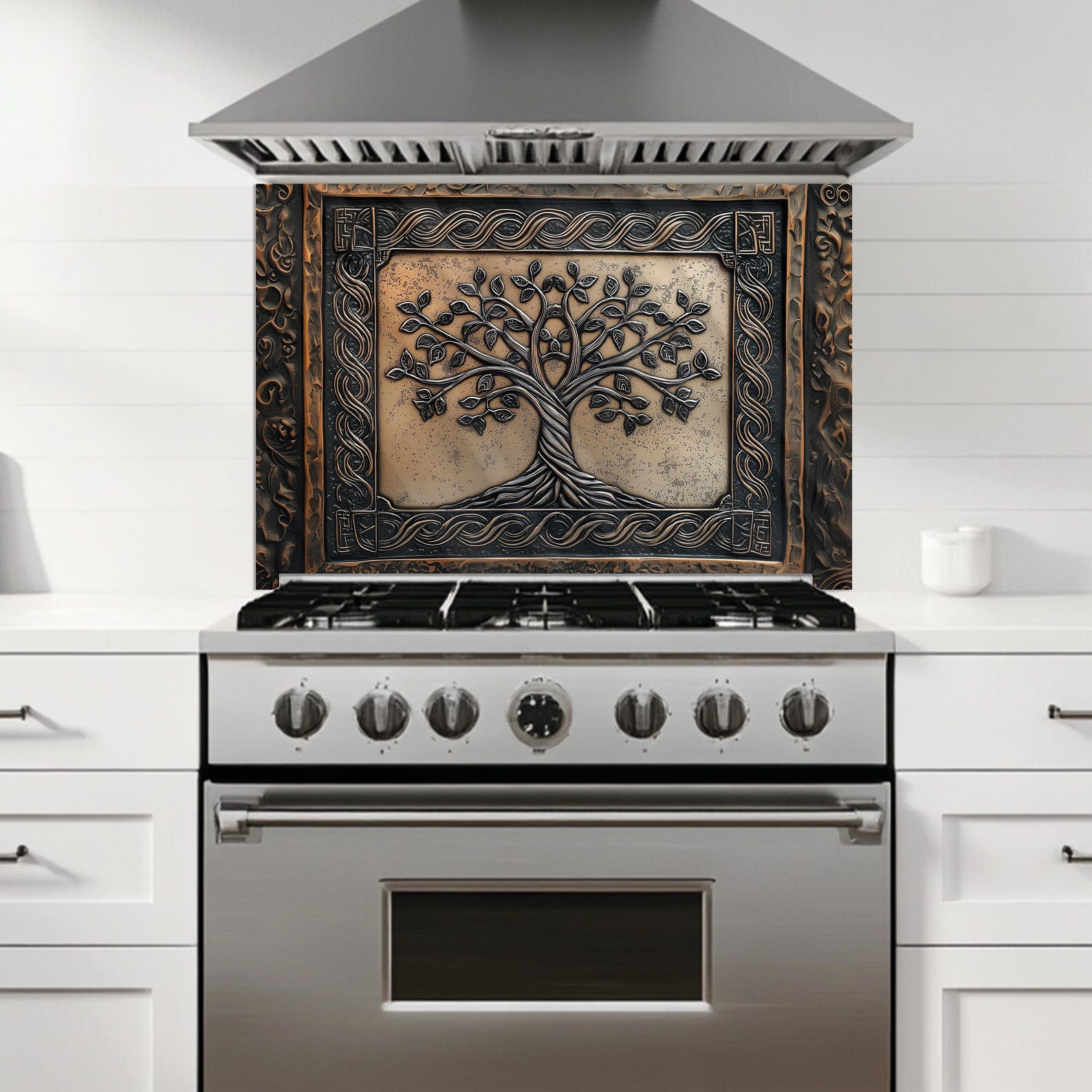 Twisted Celtic Tree of Life Backsplash, Tempered Glass Kitchen ...