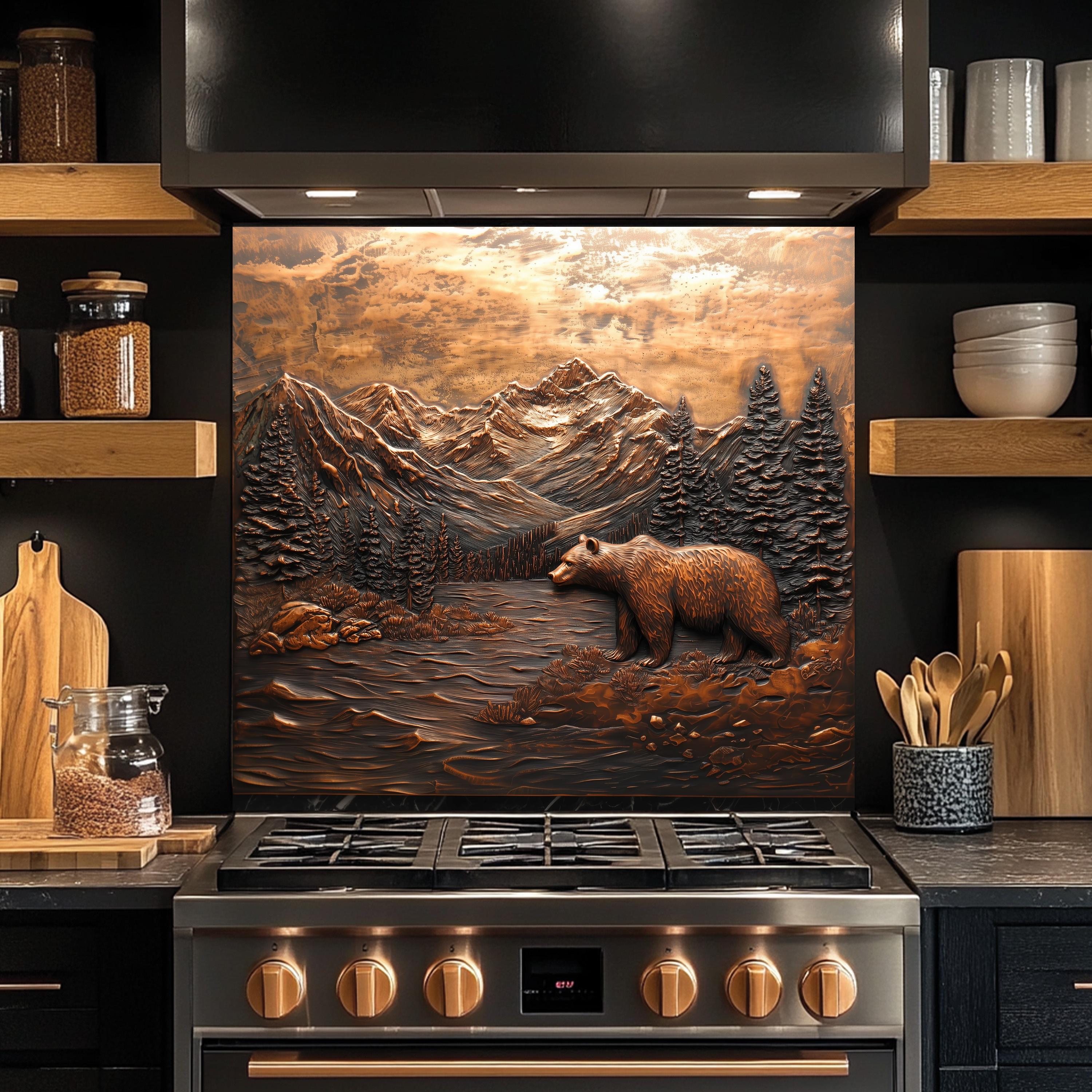 Copper Bear Creek Backsplash, Tempered Glass Kitchen Backsplash, Copper ...