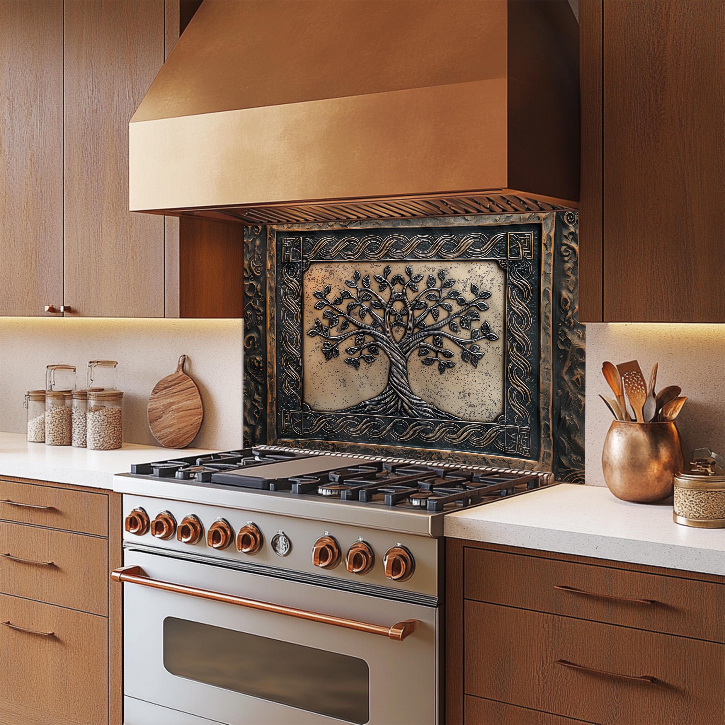 Twisted Celtic Tree of Life Backsplash, Tempered Glass Kitchen ...
