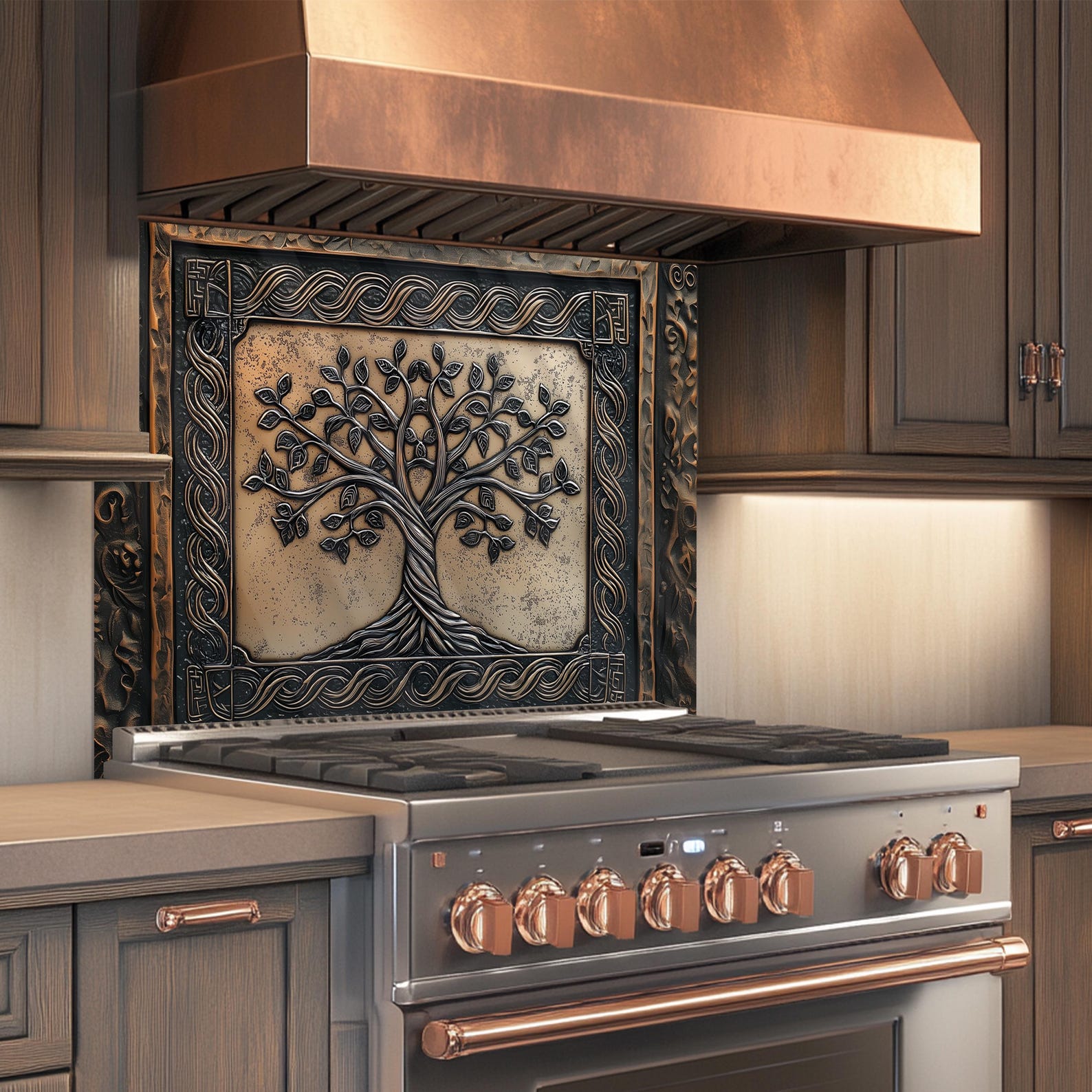 Twisted Celtic Tree of Life Backsplash, Tempered Glass Kitchen ...