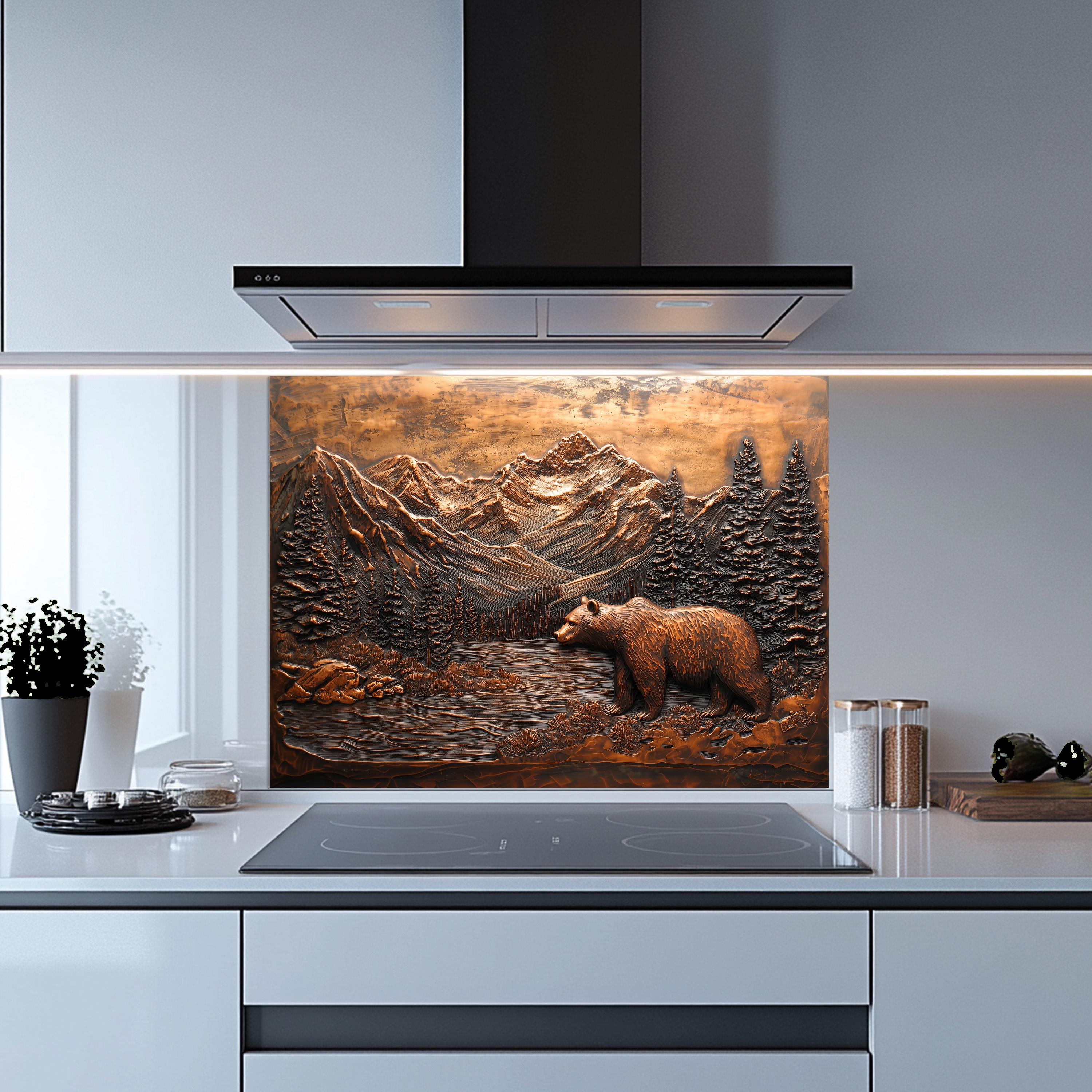 Copper Bear Creek Backsplash, Tempered Glass Kitchen Backsplash, Copper ...